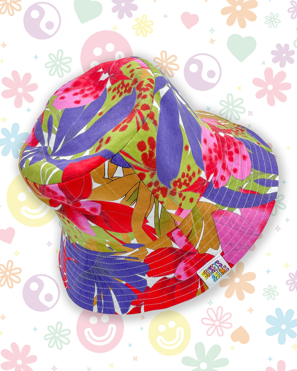 Dark Tropical Flora & Fauna Leafy Bucket Hat - Made to Order – Buckets ...